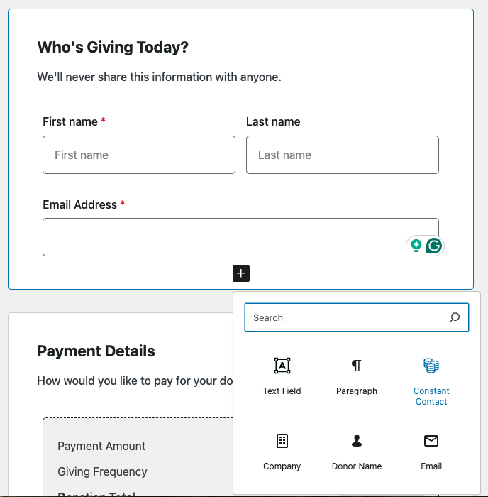 Constant Contact Give Donation Add-on Documentation